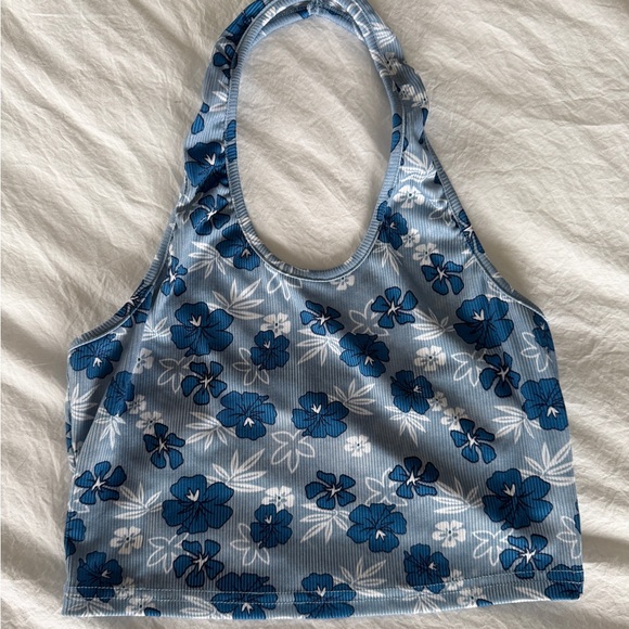 SHEIN | Tops | Shein Blue And White Floral Top | Poshmark